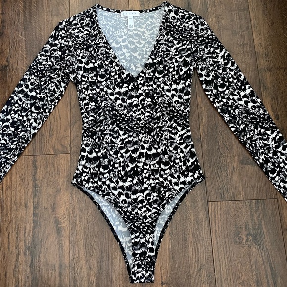 Leith | Tops | Peacock Pattern Body Suit | Poshmark